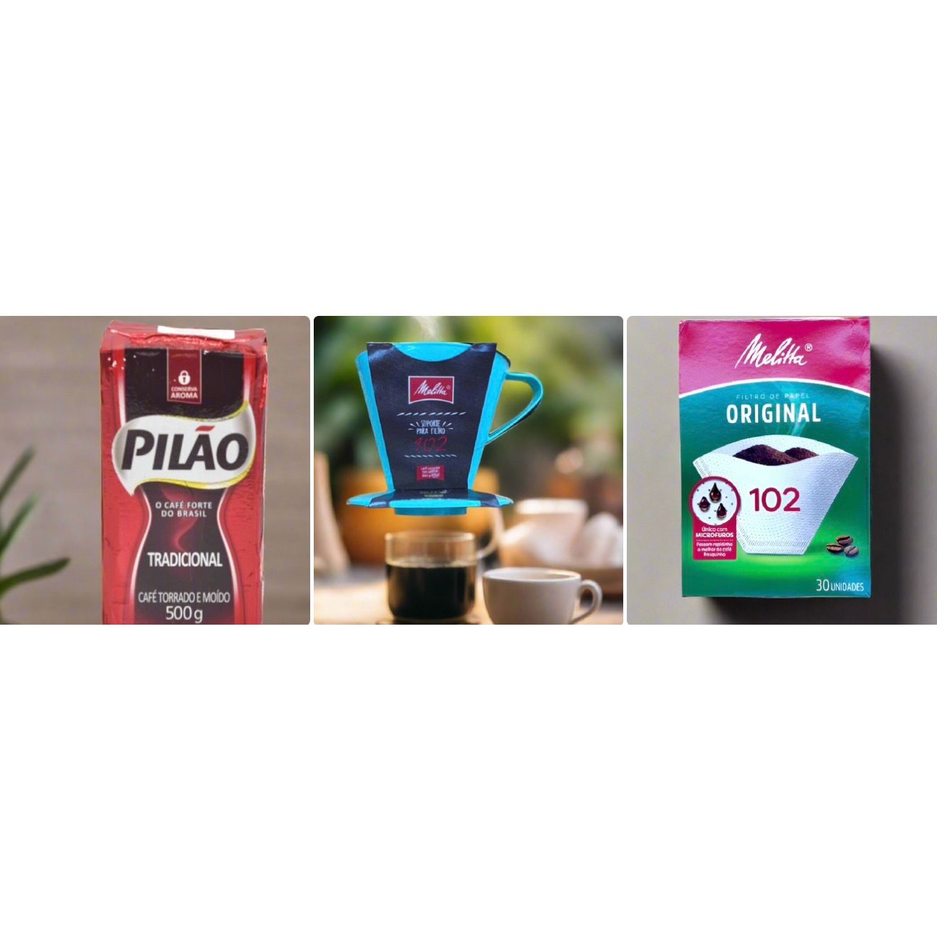 Brazilian Personal Coffee Bundle 103 - Pilao, Filter Holder, Filters p ...